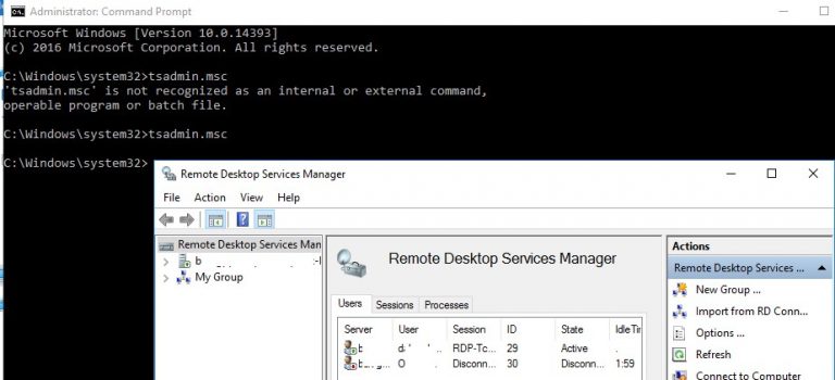 Использование TSADMIN.msc и TSCONFIG.msc для управления RDS в Windows ...